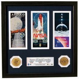 History of NASA Crewed Launches Framed Tickets with Mint Coins