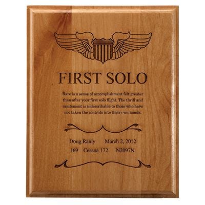 First Solo Commemorative Wooden Plaque